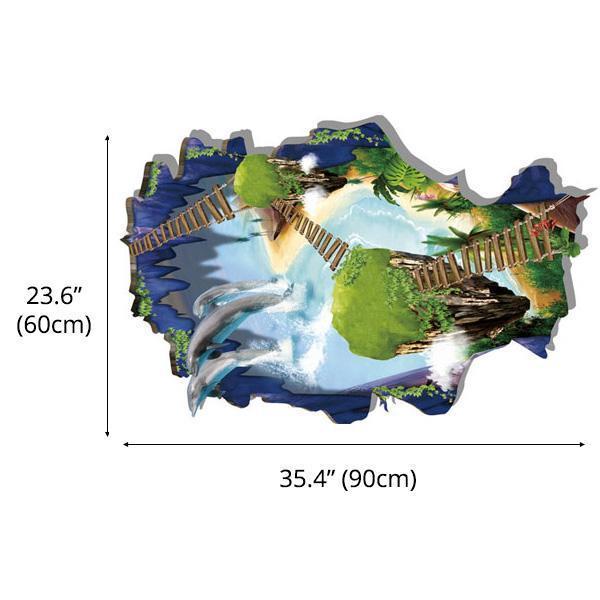 3D Optical Illusion Bridge Over Hole Floor Sticker - GEEKYGET