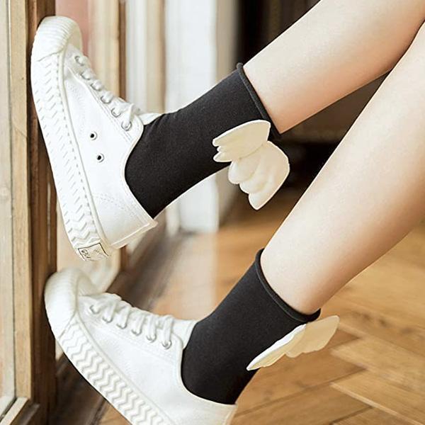 3D Angel Wings Crew Socks - GEEKYGET