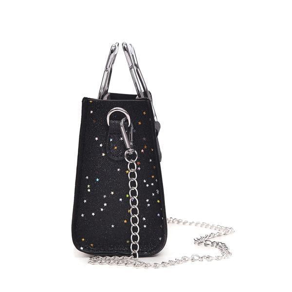 Cat Handle Glittery Shoulder Bag With Clutch - GEEKYGET
