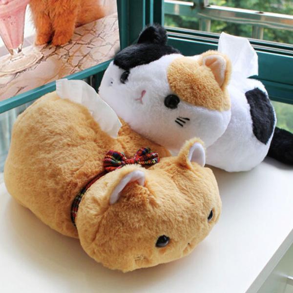 Plush Cat Tissue Box Cover - GEEKYGET