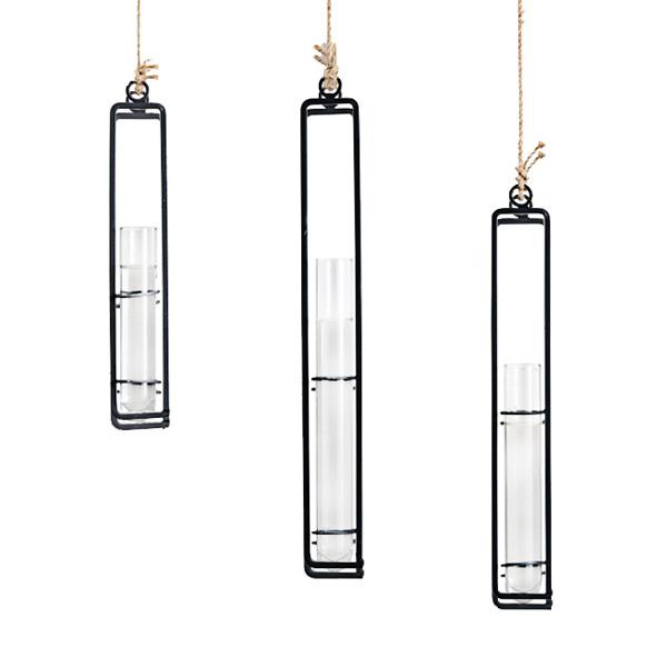Hanging Glass Tube Plant Terrarium with Iron Frame - GEEKYGET