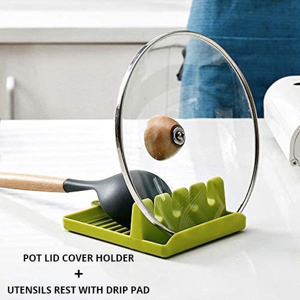 Kitchen Utensil Rest And Cover Lid Holder - GEEKYGET