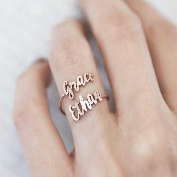 Personalized Custom Made Double Names Ring - GEEKYGET