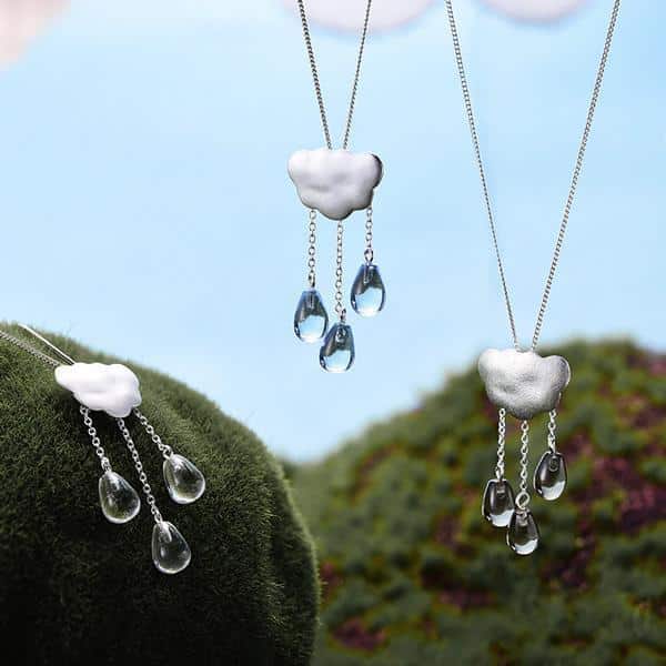 Gemstone Raindrop Cloud Necklace - GEEKYGET