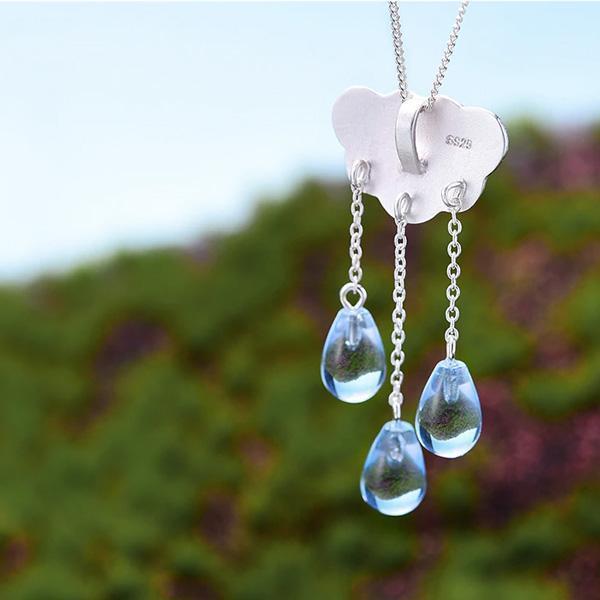 Gemstone Raindrop Cloud Necklace - GEEKYGET