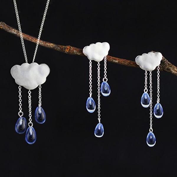 Gemstone Raindrop Cloud Necklace - GEEKYGET