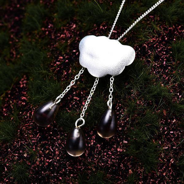Gemstone Raindrop Cloud Necklace - GEEKYGET