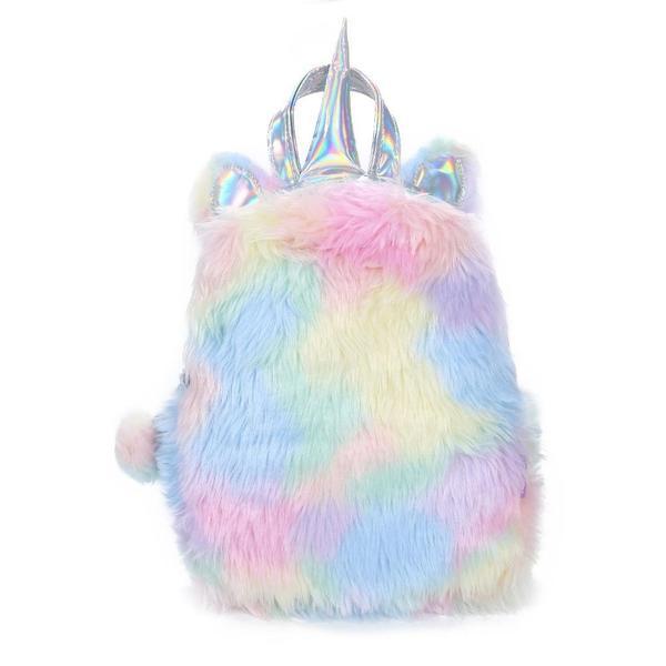 Fluffy Rainbow Unicorn Backpack - GEEKYGET