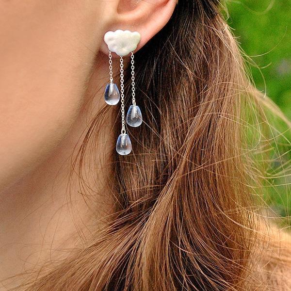 Gemstone Raindrop Cloud Earrings - GEEKYGET