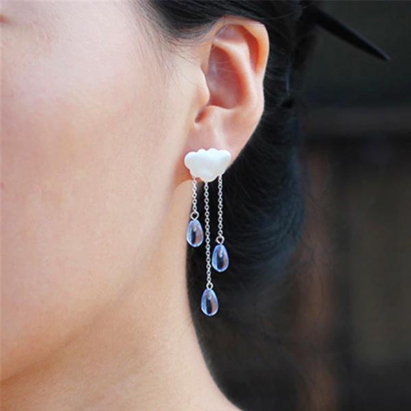 Gemstone Raindrop Cloud Earrings - GEEKYGET