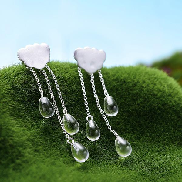 Gemstone Raindrop Cloud Earrings - GEEKYGET