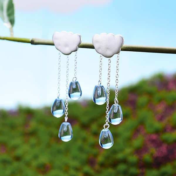 Gemstone Raindrop Cloud Earrings - GEEKYGET