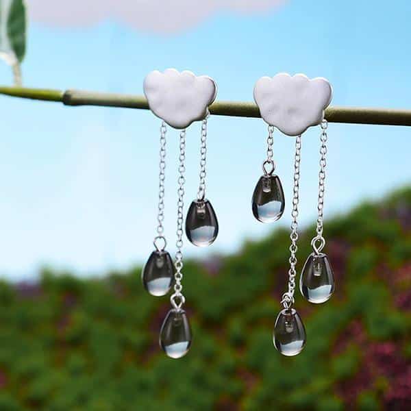 Gemstone Raindrop Cloud Earrings - GEEKYGET