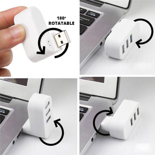 3 Ports Rotatable USB 3.0 Hub - GEEKYGET