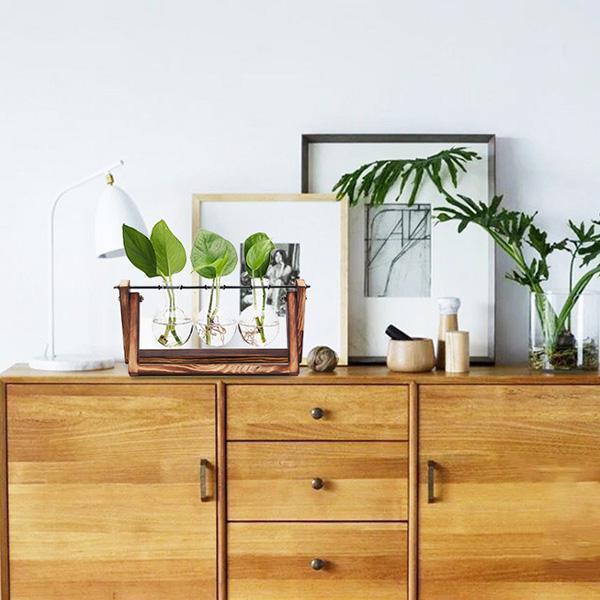 Rustic Bulb Planter Terrarium with Wooden Stand - GEEKYGET