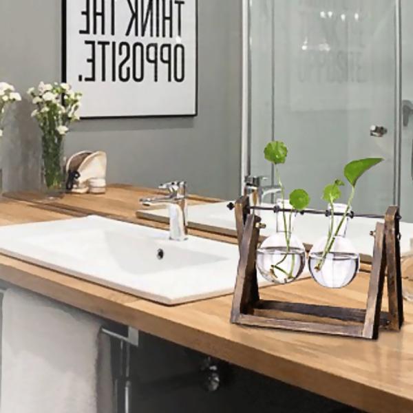 Rustic Bulb Planter Terrarium with Wooden Stand - GEEKYGET