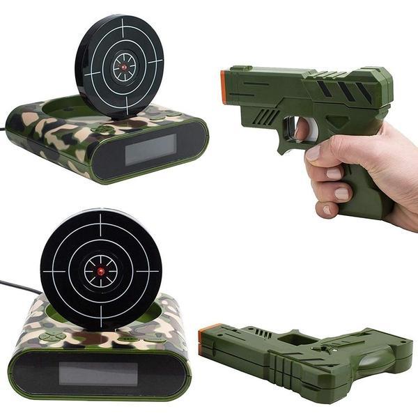 Gun And Target Recordable Alarm Clock - GeekyGet
