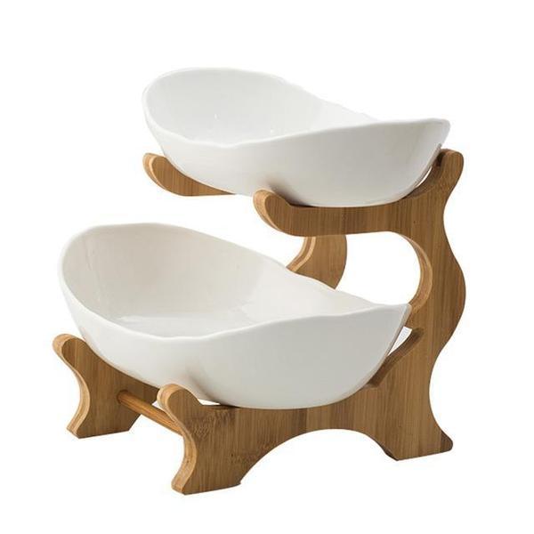 Rustic Tier Plate Stand With Plates - GEEKYGET