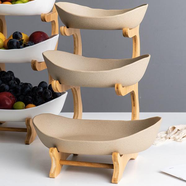 Rustic Tier Plate Stand With Plates - GEEKYGET