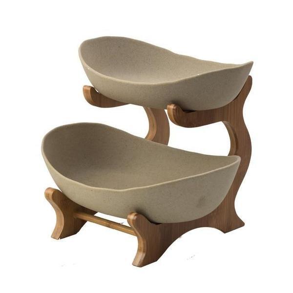 Rustic Tier Plate Stand With Plates - GEEKYGET