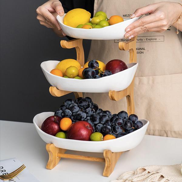 Rustic Tier Plate Stand With Plates - GEEKYGET
