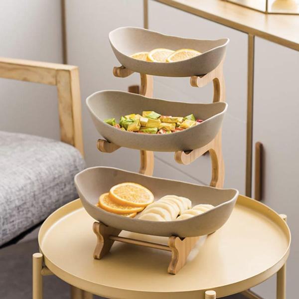 Rustic Tier Plate Stand With Plates - GEEKYGET