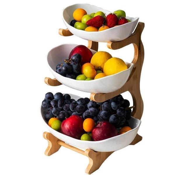 Rustic Tier Plate Stand With Plates - GEEKYGET