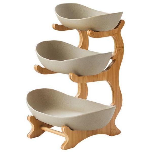 Rustic Tier Plate Stand With Plates - GEEKYGET