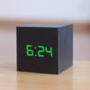 LED Wooden Cube Alarm Clock - GEEKYGET