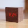 LED Wooden Cube Alarm Clock - GEEKYGET